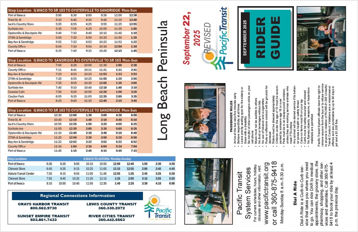 Fall Fixed Routes & Rider Guide Updated! – Pacific Transit