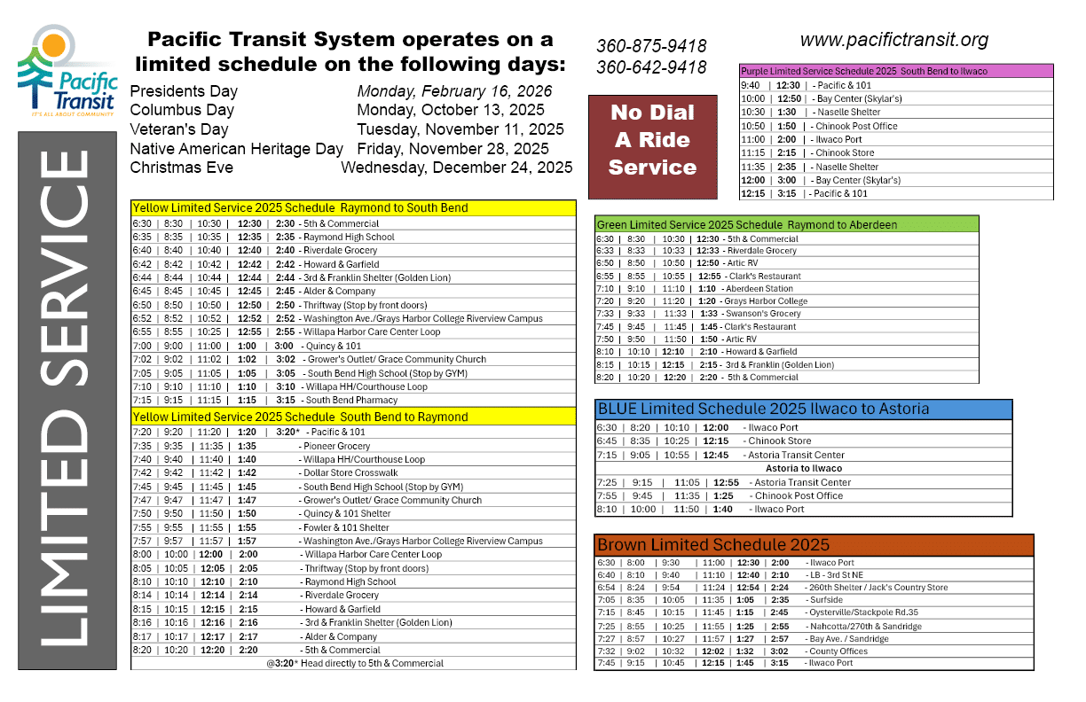 Columbus Day Schedule – Pacific Transit