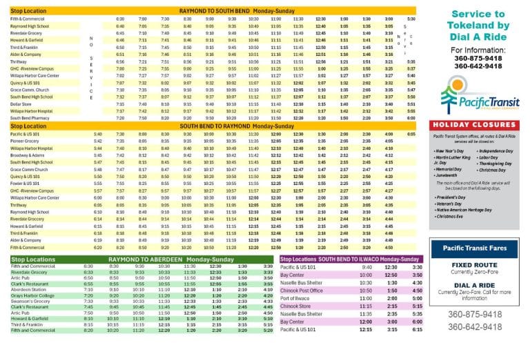 Route Schedule – Pacific Transit